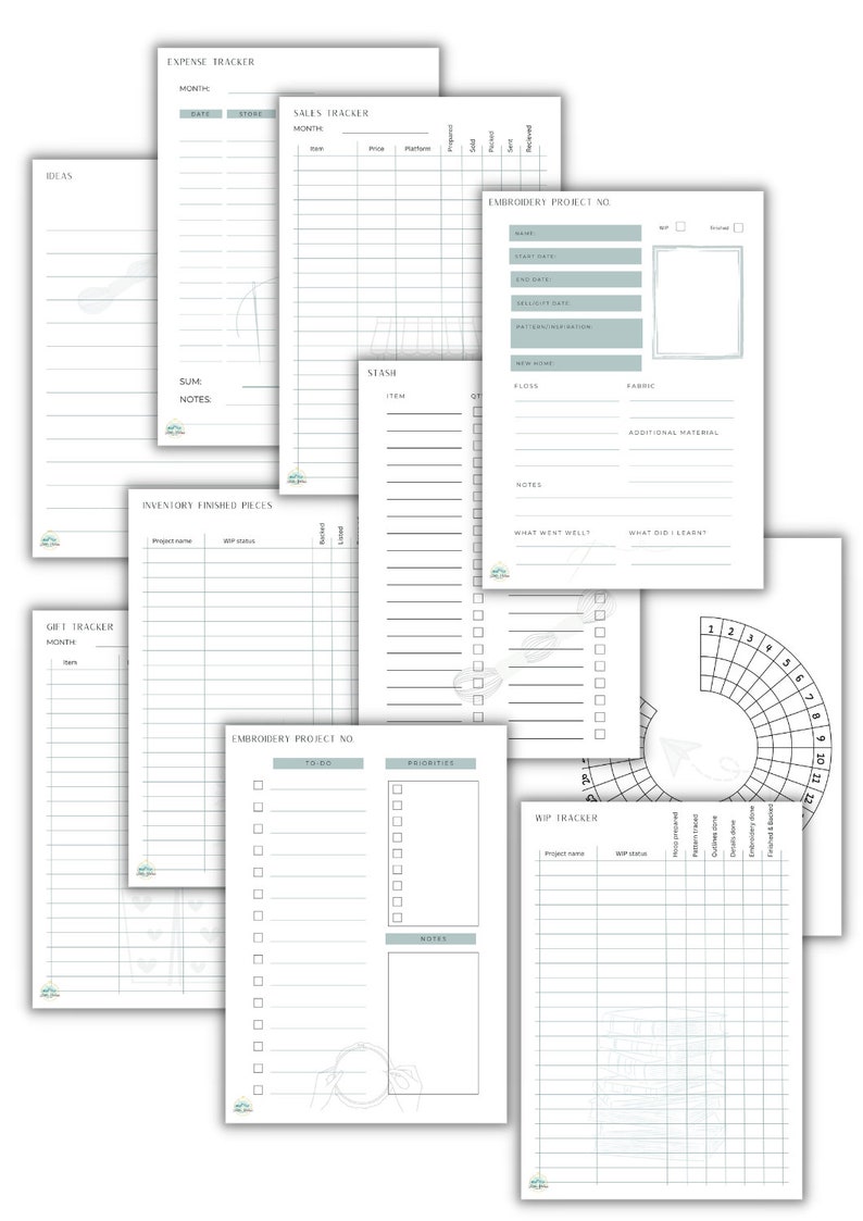 Digital Embroidery Project Planner Craft Planner Printable - Etsy