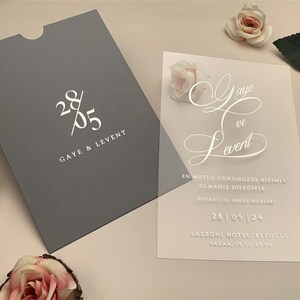 Acrylic Wedding Invitation, Silver Foil Transparent Card, Elegant ...