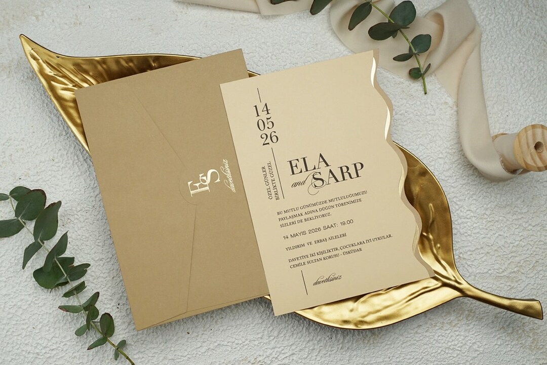 Gold Foil Wedding Invitation, Cream Color Wedding Invitation, Cream ...
