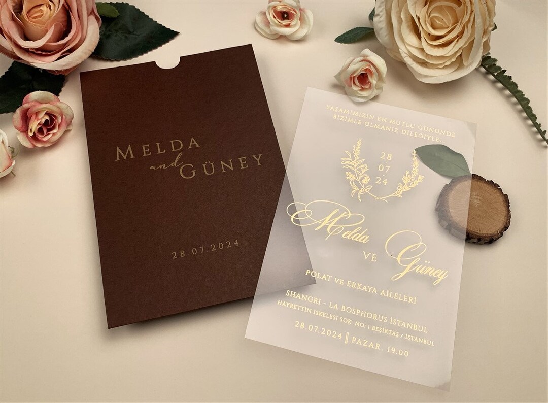 Invitación de boda de acrílico, invitación transparente, invitación de ...