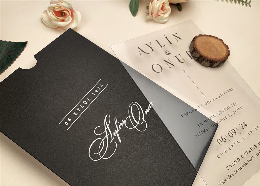 Invitación de boda de acrílico, invitación transparente, invitación de ...