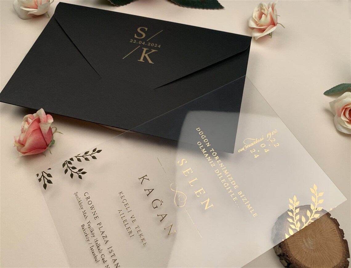 Acrylic Wedding Invitation, Transparent With Gold Foil, Elegant Luxury ...