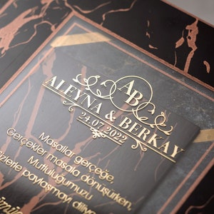 Black Marble Wedding Invitation, Thick Acetate Invitation Card, Wedding ...