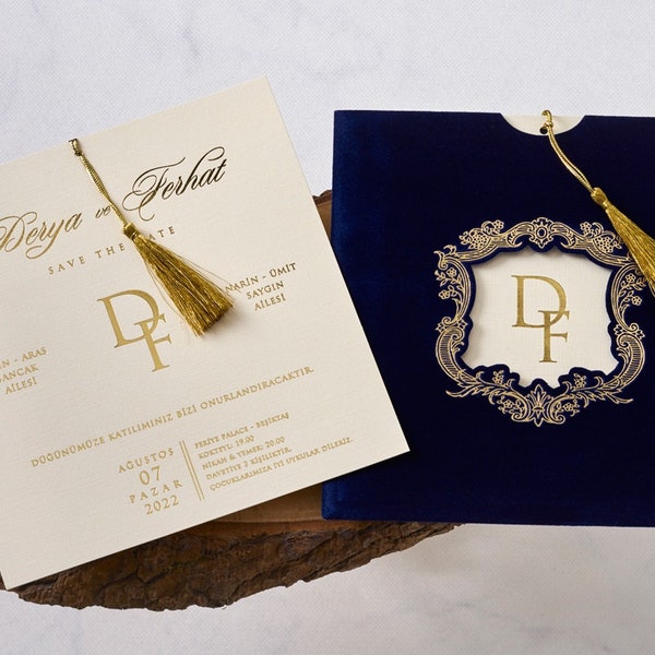 Navy Blue Invitation - Etsy