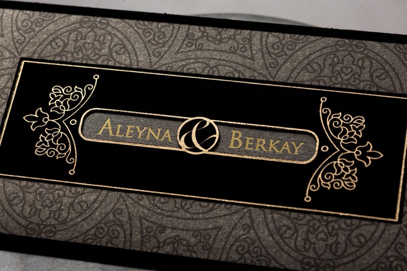 Black Velvet Wedding Invitation, Elegant Gold Foil Design, Luxury ...