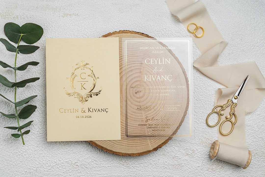 Cream Envelope Wedding Invitation, Transparent Wedding Invitation With ...