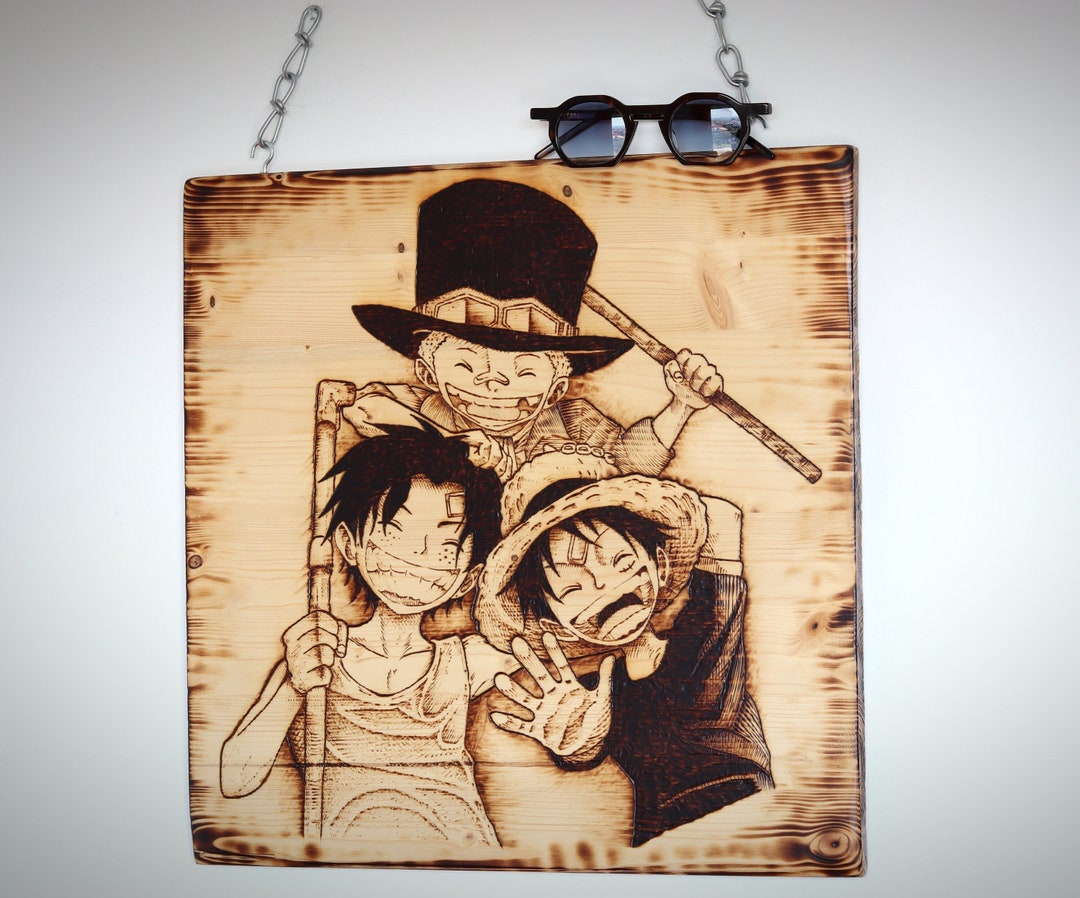 One Piece Pyrography on Wood / Wall Hanging Decor / Anime - Etsy