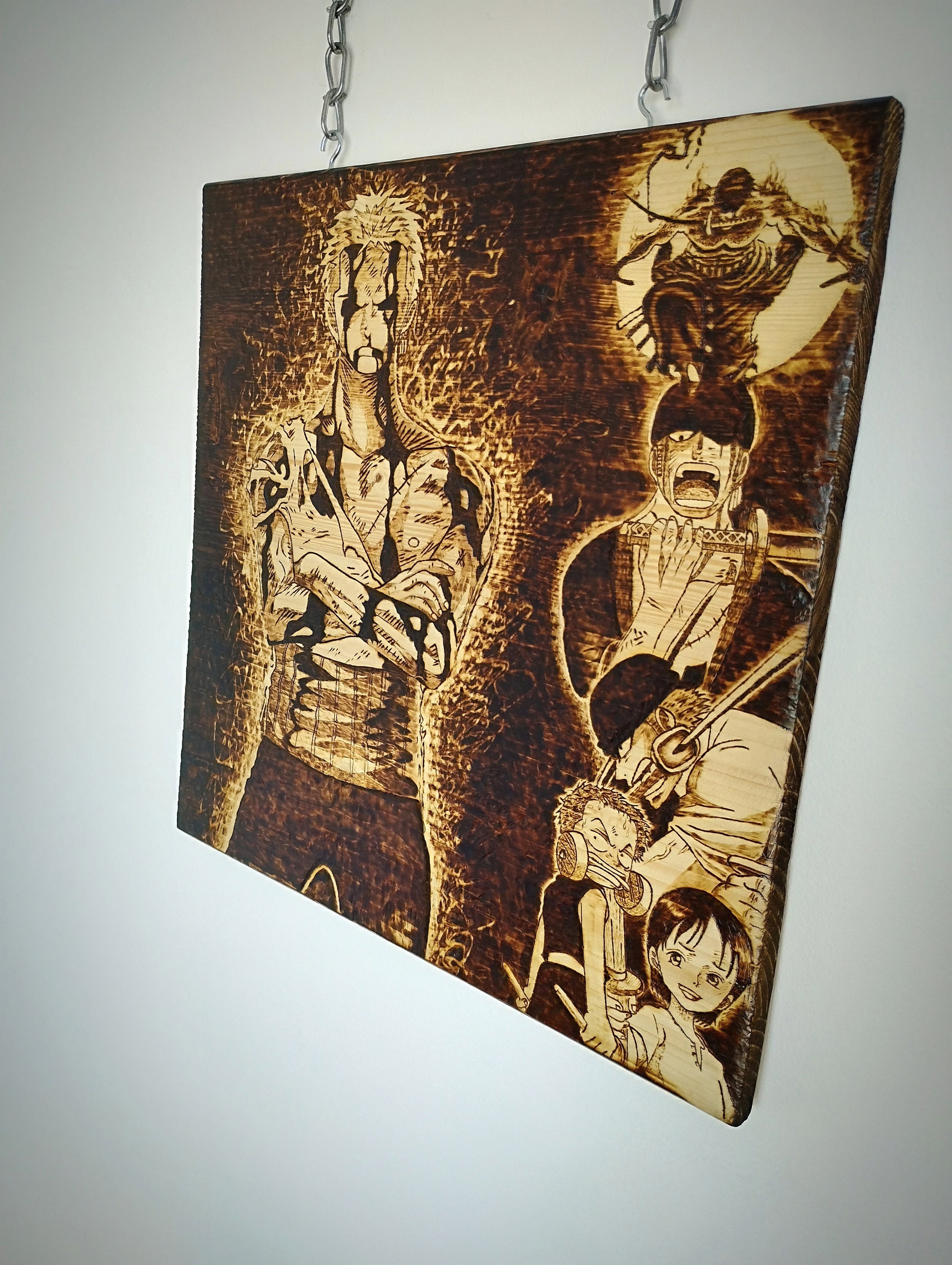 One Piece Pyrography on Wood / Wall Hanging / Anime Art - Etsy