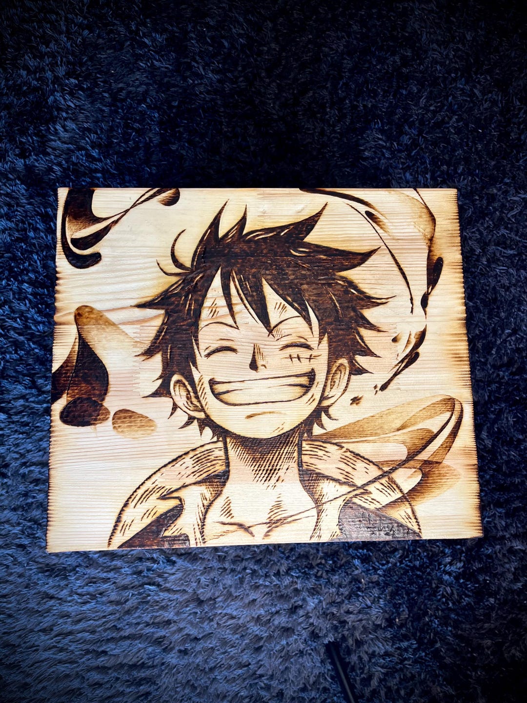 One Piece Nightstand Handmade With Pyrography / Wooden Bedside Table ...