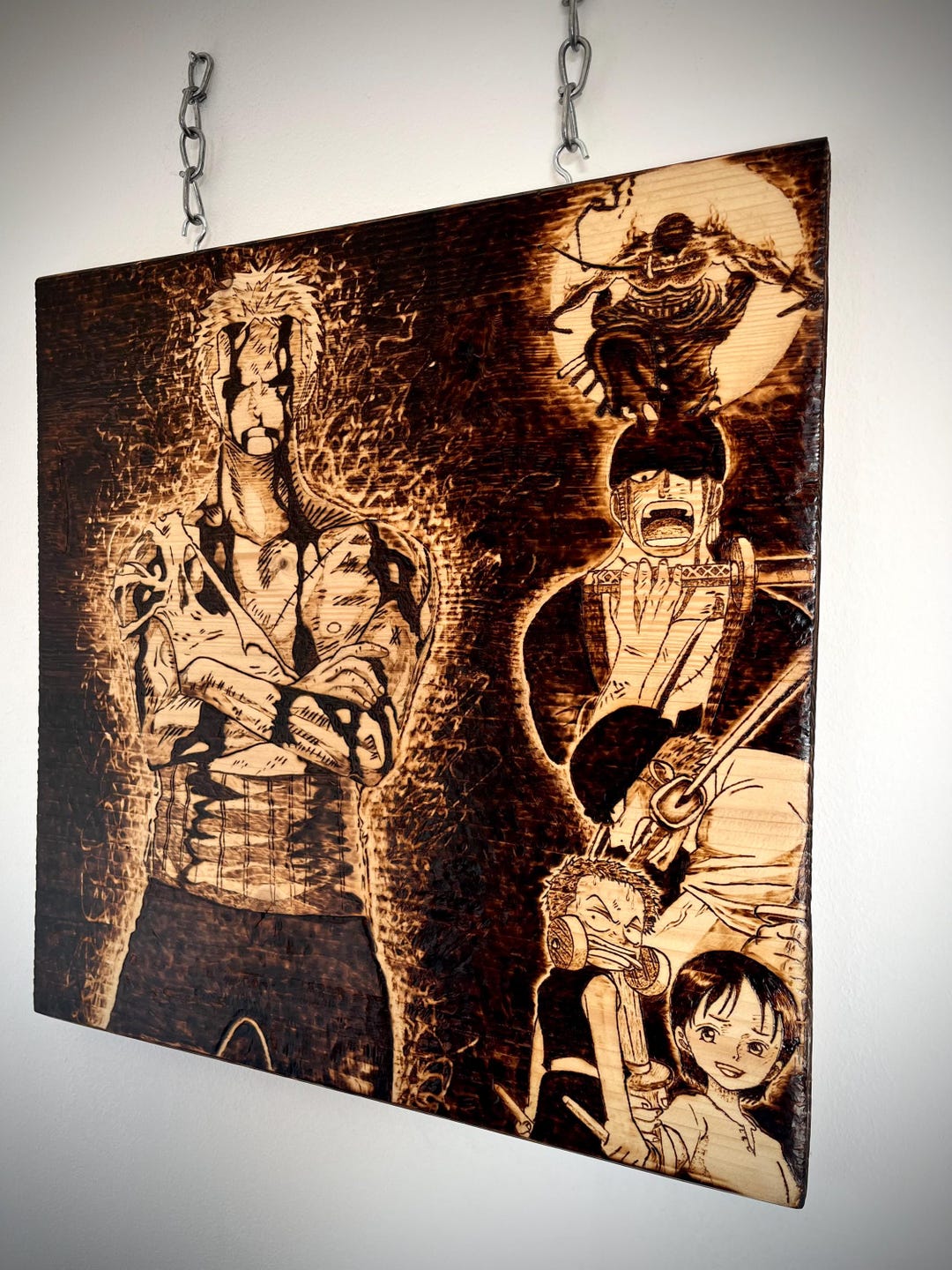 One Piece Pyrography on Wood / Wall Hanging / Anime Art - Etsy