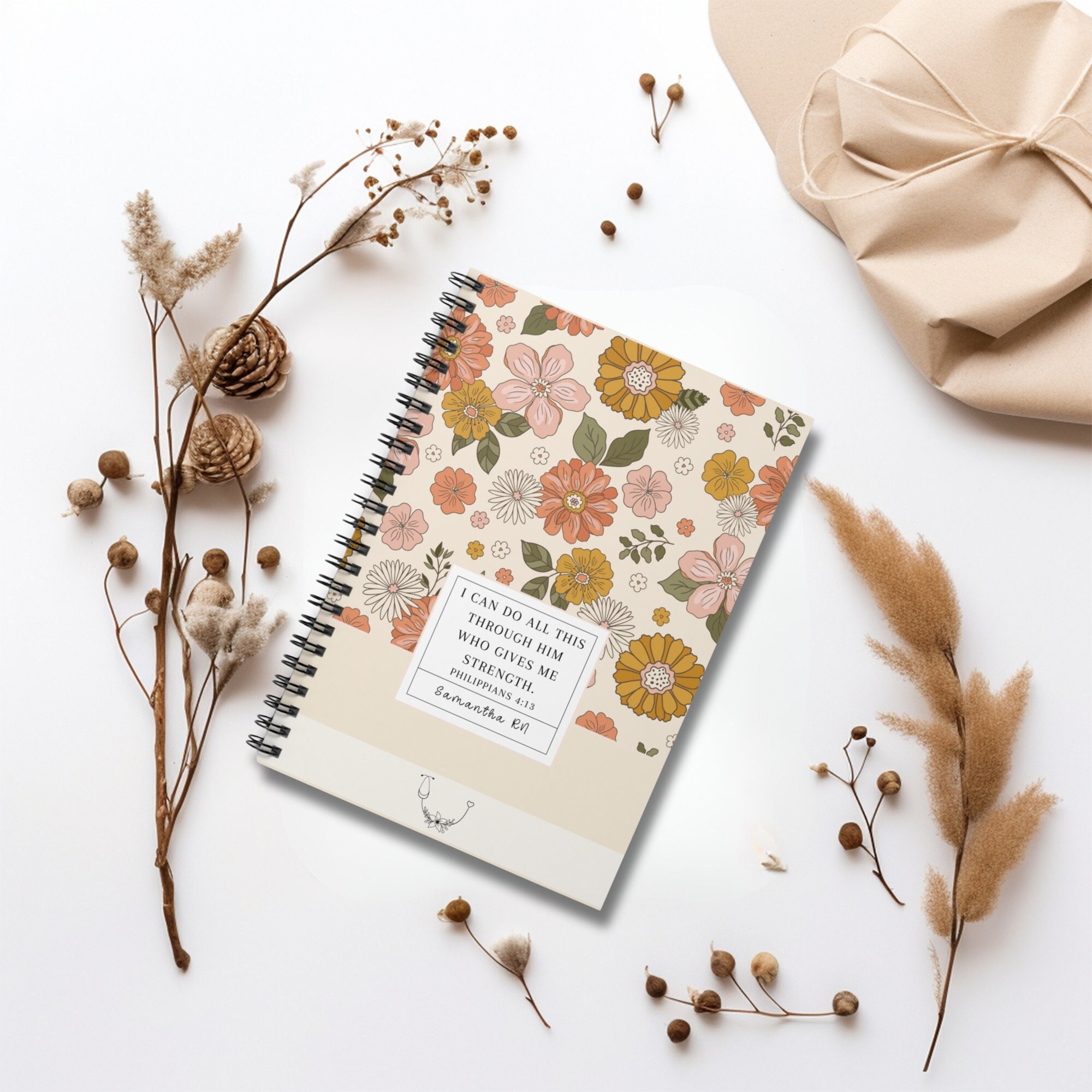 Personalized Christian Nurse Notebook, Custom Bible Verse Nurse ...