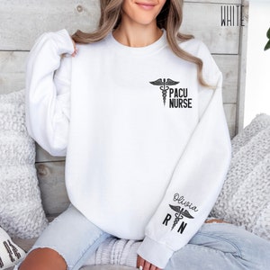 Personalized PACU Nurse Sweatshirt, Long Sleeve Custom Name PACU Nurse ...