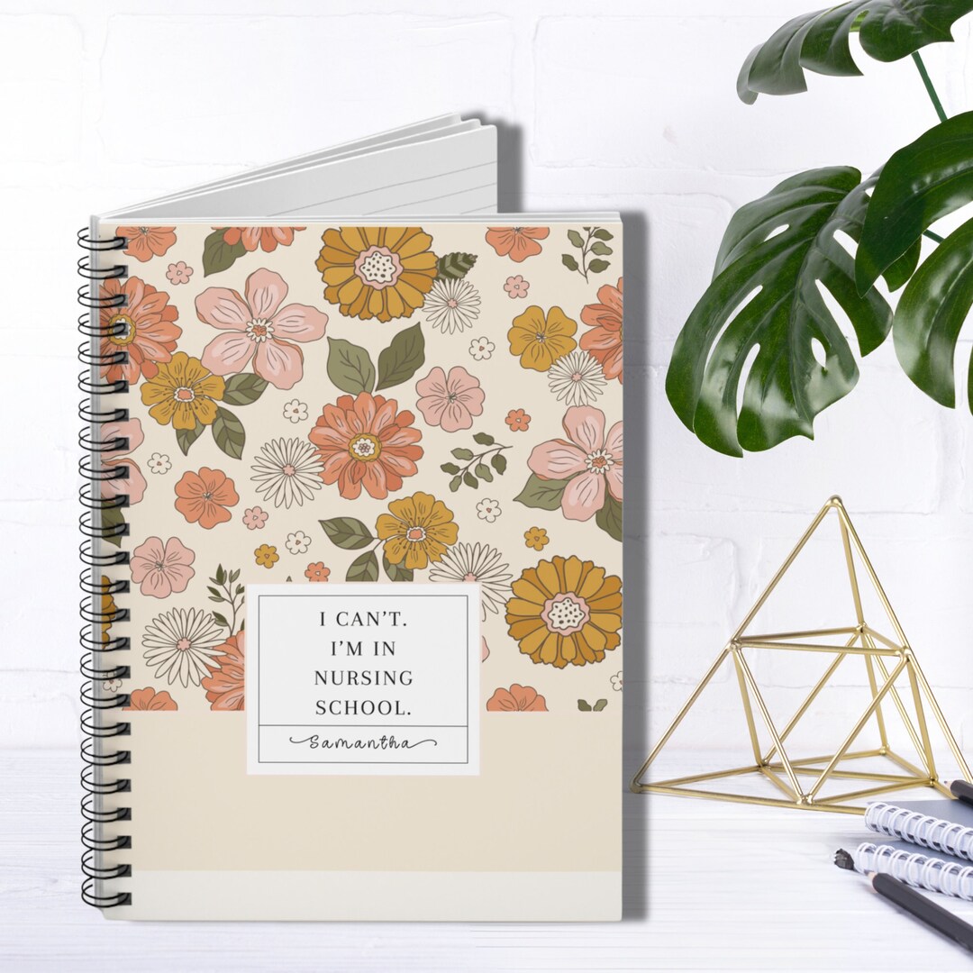 Personalized Nursing School Notebook, Nursing Student Gift, Boho Floral ...