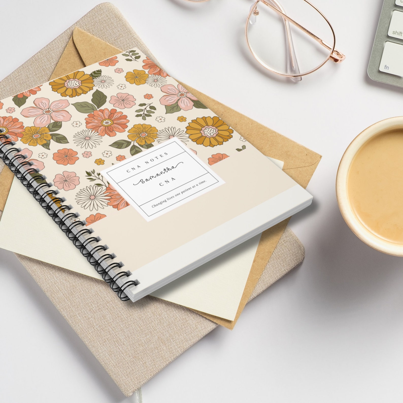 Boho Floral Personalized CNA Notebook, Spiral Custom CNA Notebook, CNA ...