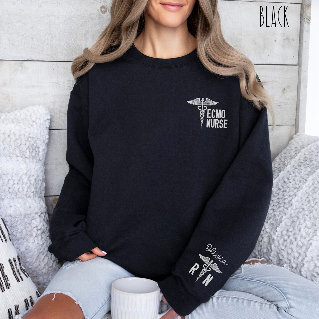 Personalized ECMO Nurse Sweatshirt, Long Sleeve Custom Name ECMO Nurse ...