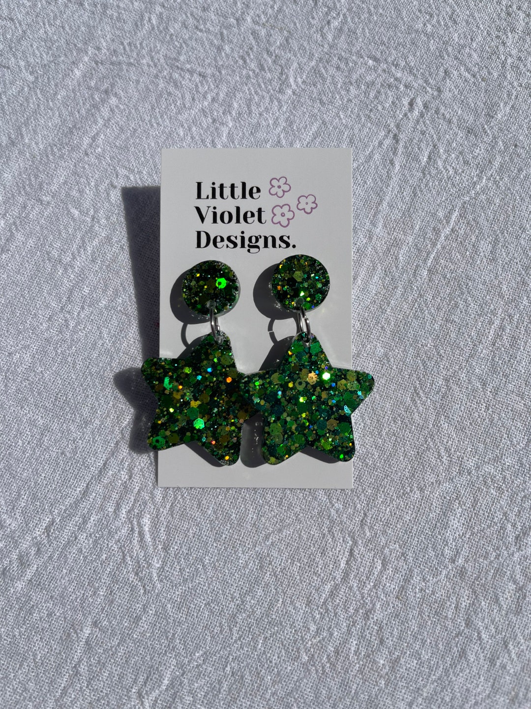 Handmade Green Star Resin Statement Earrings - Etsy