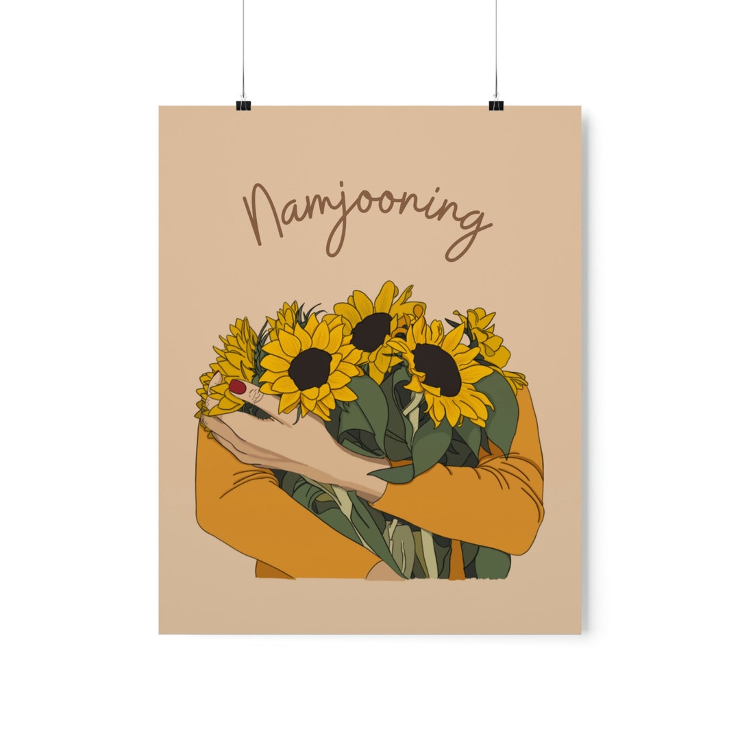 Namjooning Art Print With Sunflowers, BTS Namjoon Inspired Nature Art ...