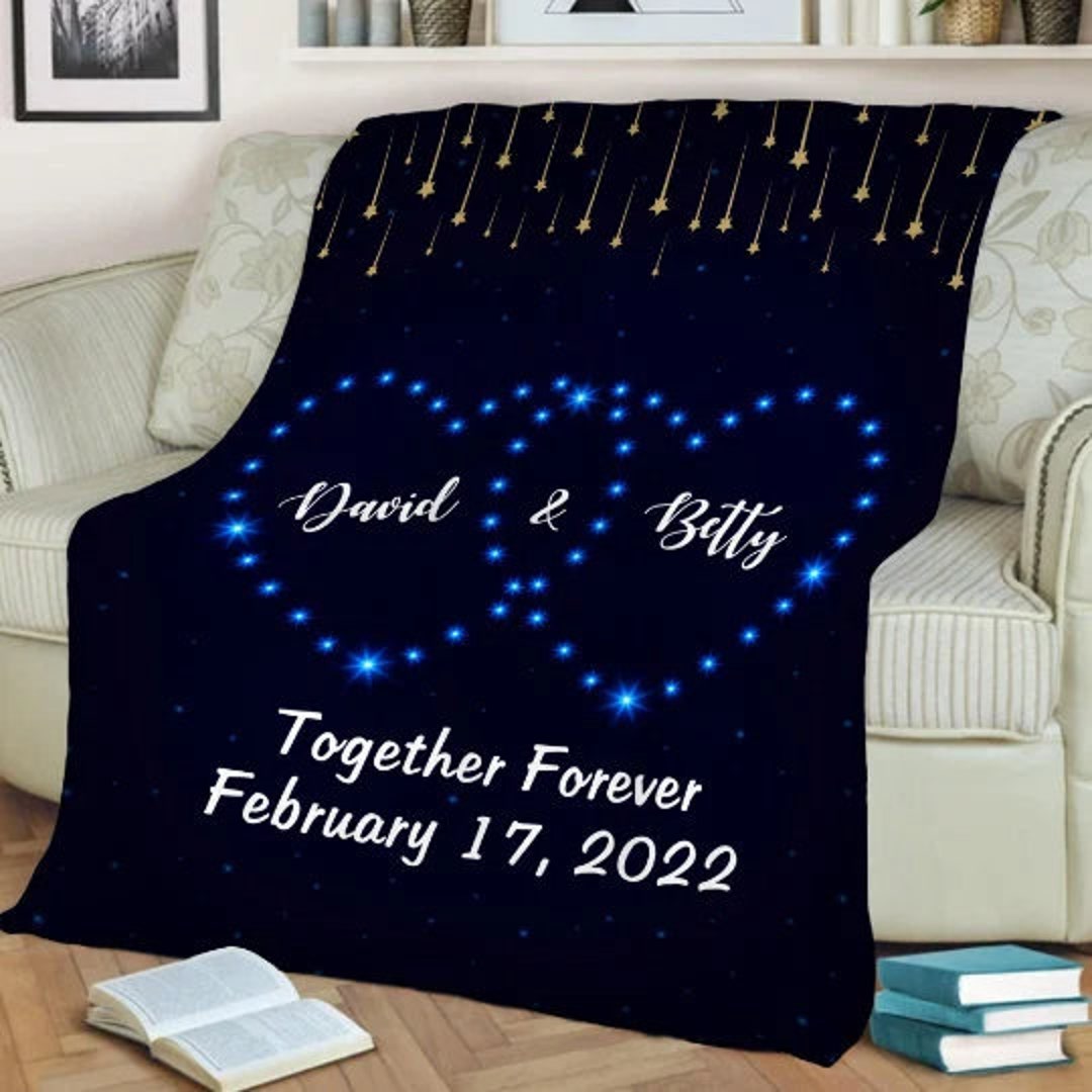 Customized Two Heart Couples Blanket, Couples Fleece Blanket Gift for ...