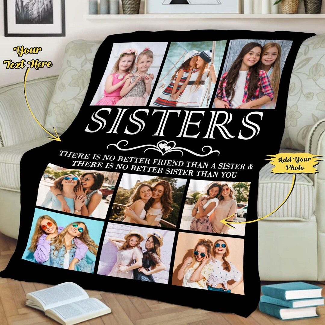 Personalized Photo Blanket for Sister/bestie, Blanket for Birthday ...