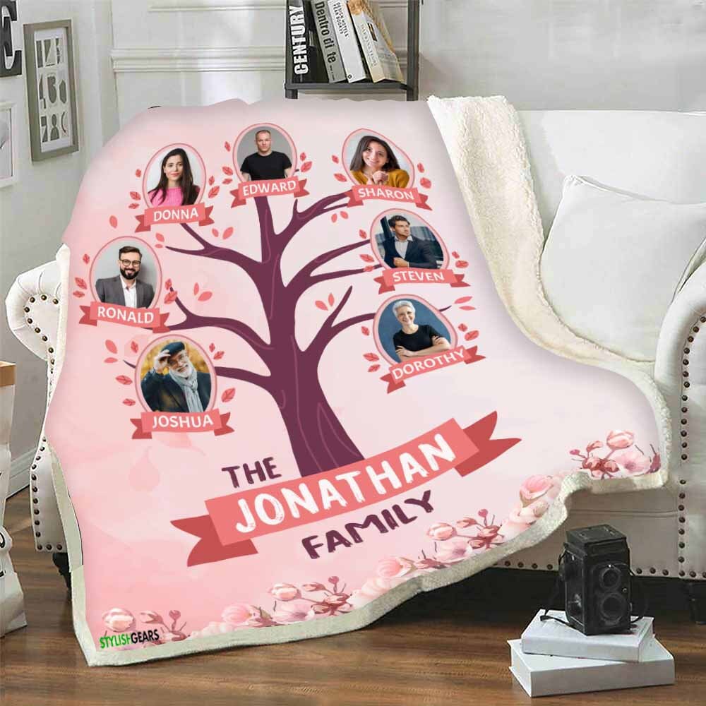 Personalized Family Tree Photo Blanket Custom Family Blanket Tree Gift ...