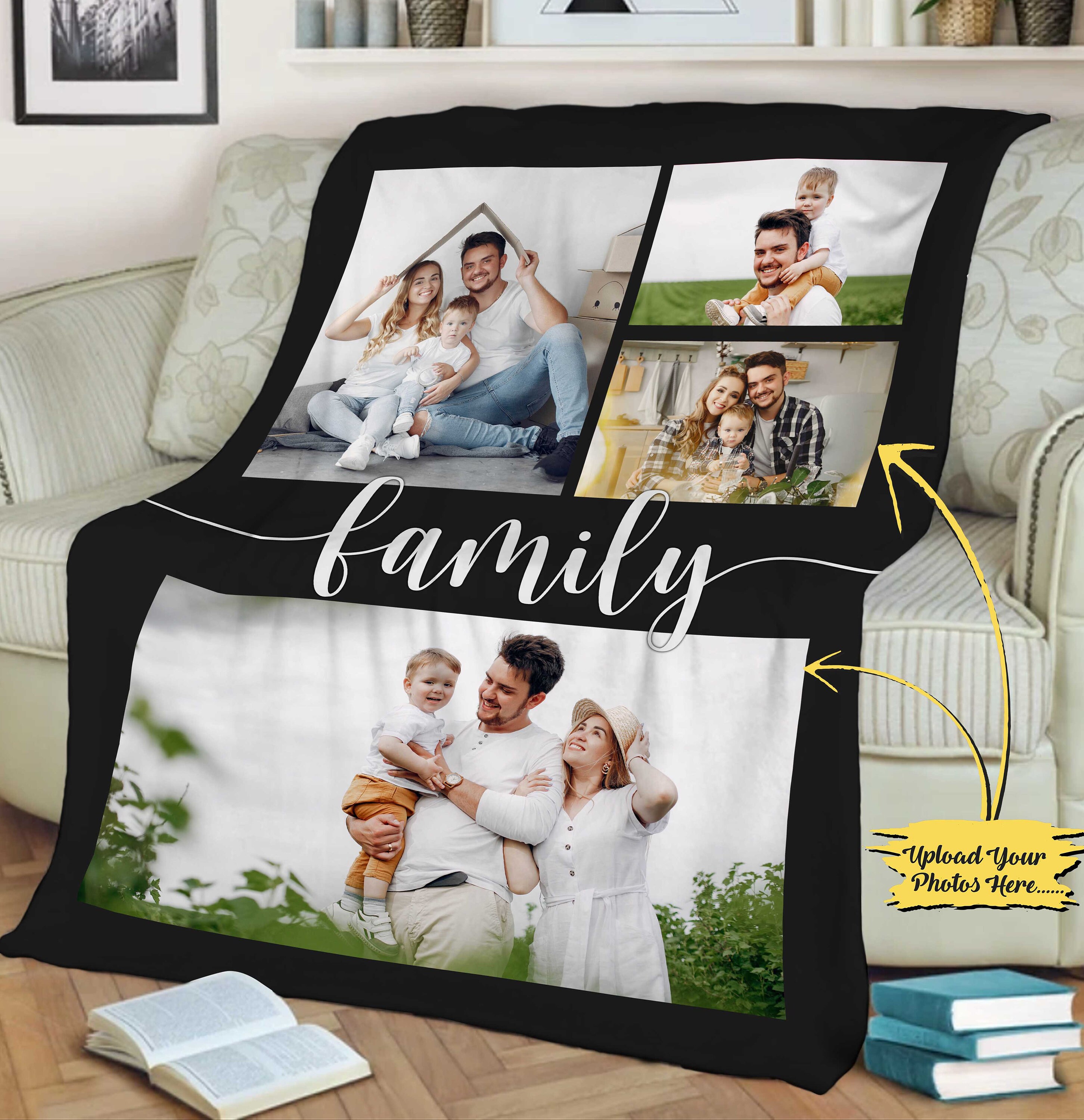 Personalized Family Photo Blanket Gift for Christmas Birthday ...