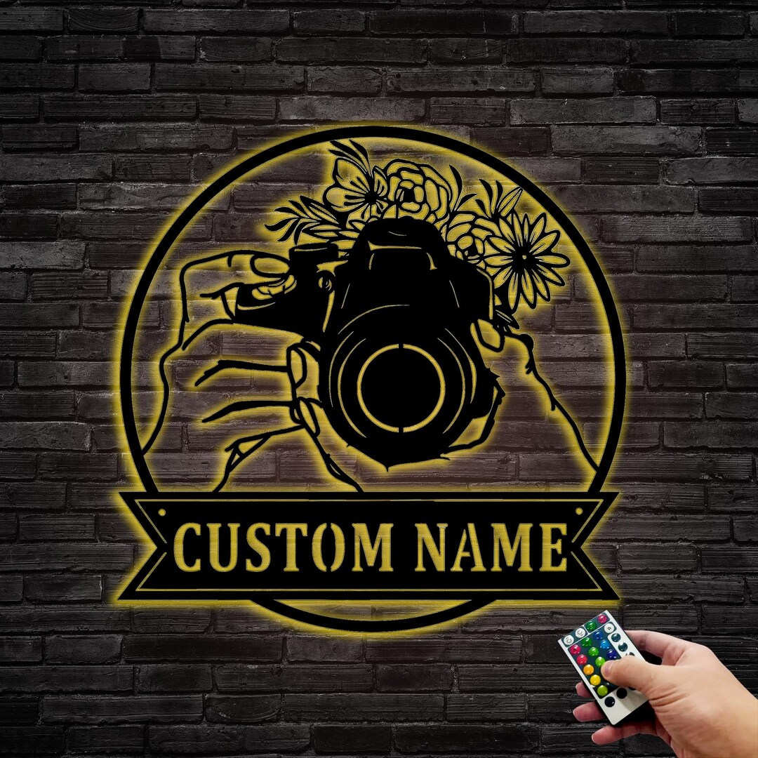 Personalized Photographer Name Metal Sign With LED Light,custom Metal ...