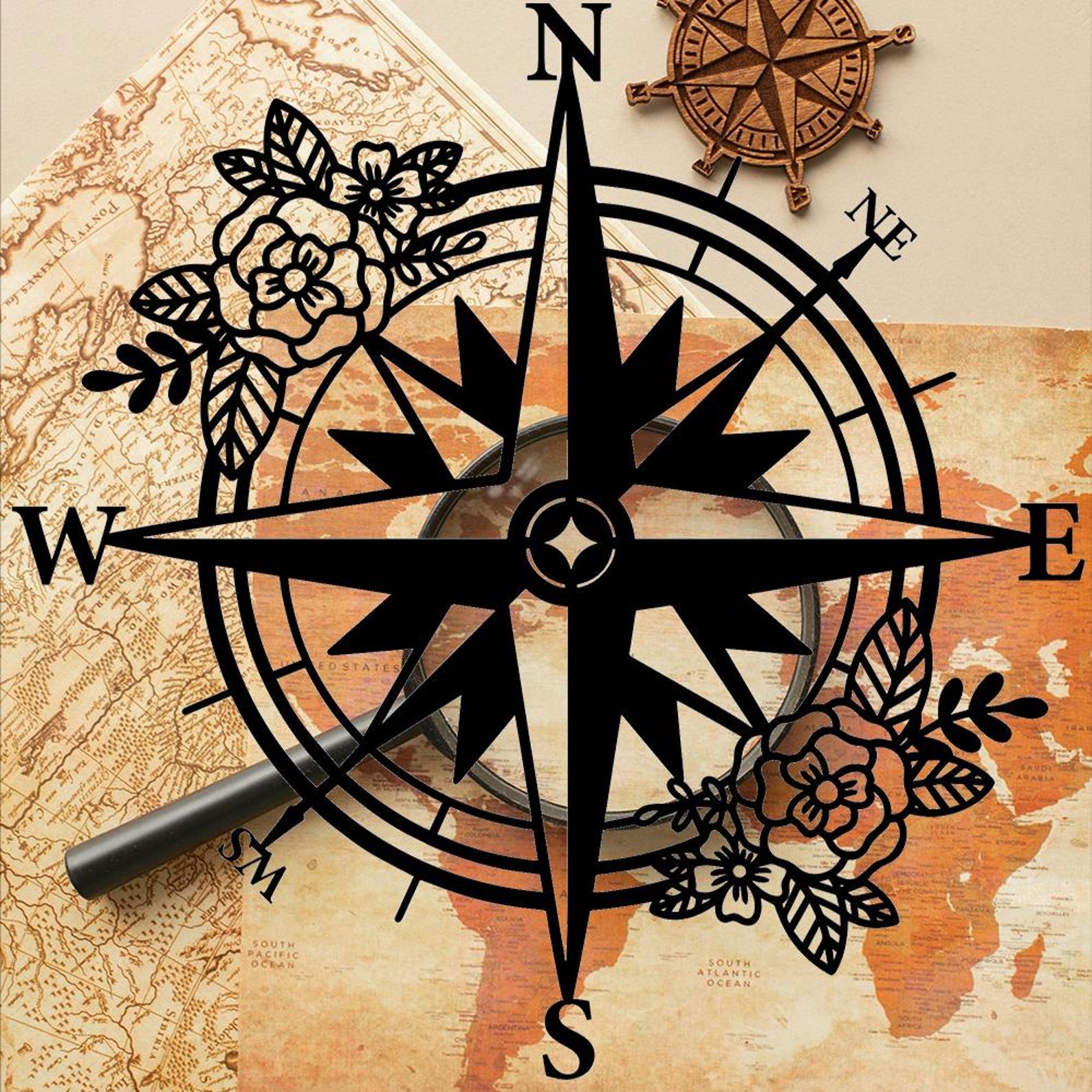 Personalized Metal Sun Compass Sign,custom Compass Metal Sign With LED ...