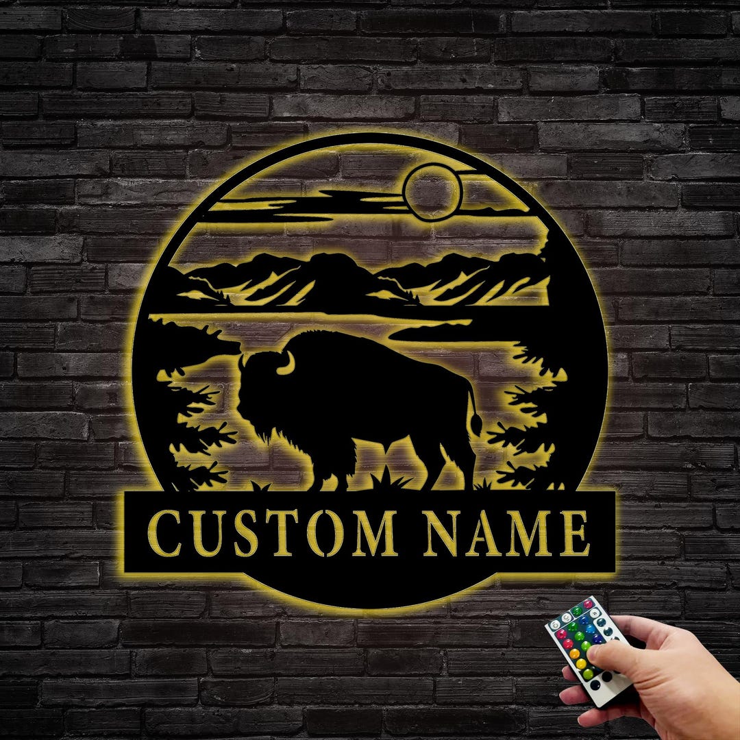 Personalized Bison Sign Metal Wall Art,american Bison Metal Sign,bison ...
