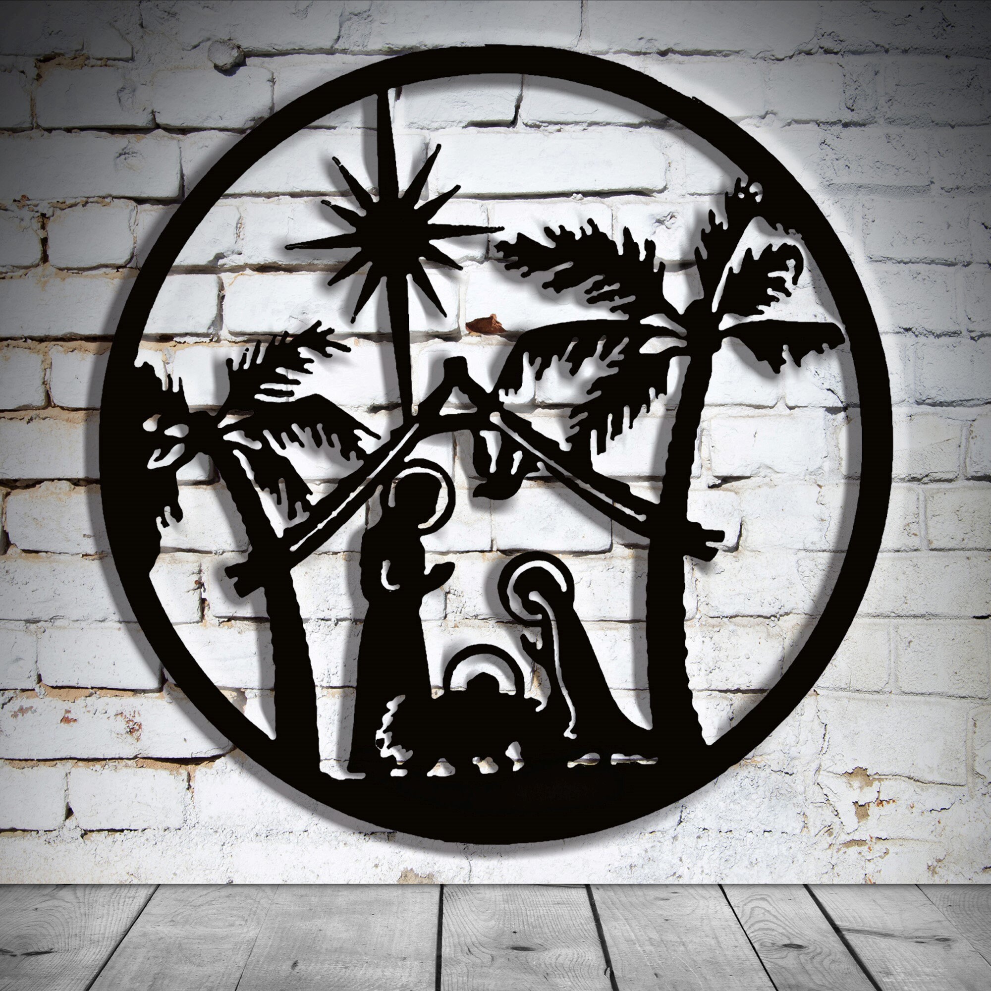 Custom Christmas Scene Metal LED Wall Art Personalized Christmas Scene ...
