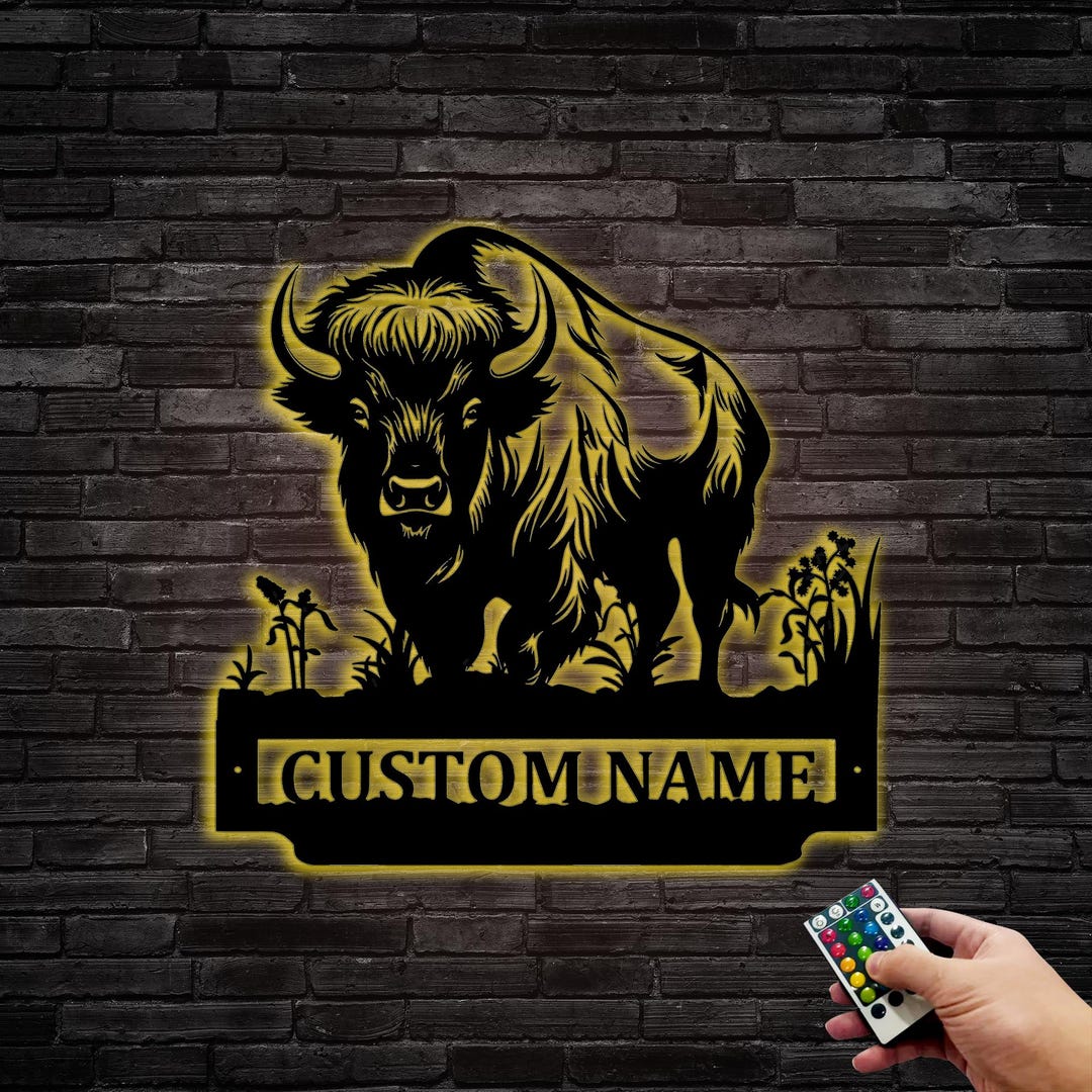 Personalized Bison Sign Metal Wall Art,american Bison Metal Sign,bison ...