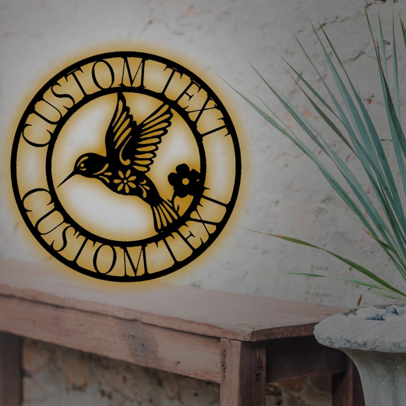 Custom Hummingbird Sign Metal Garden Sign Personalized Hummingbird ...