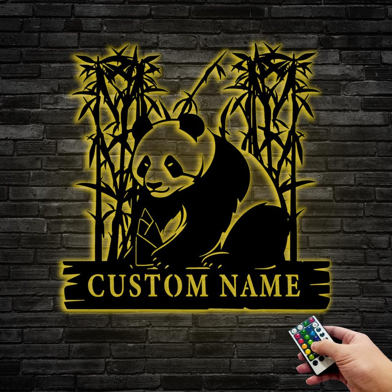 Personalized Metal Panda Wall Decor,custom Family Name Sign Home Decor ...