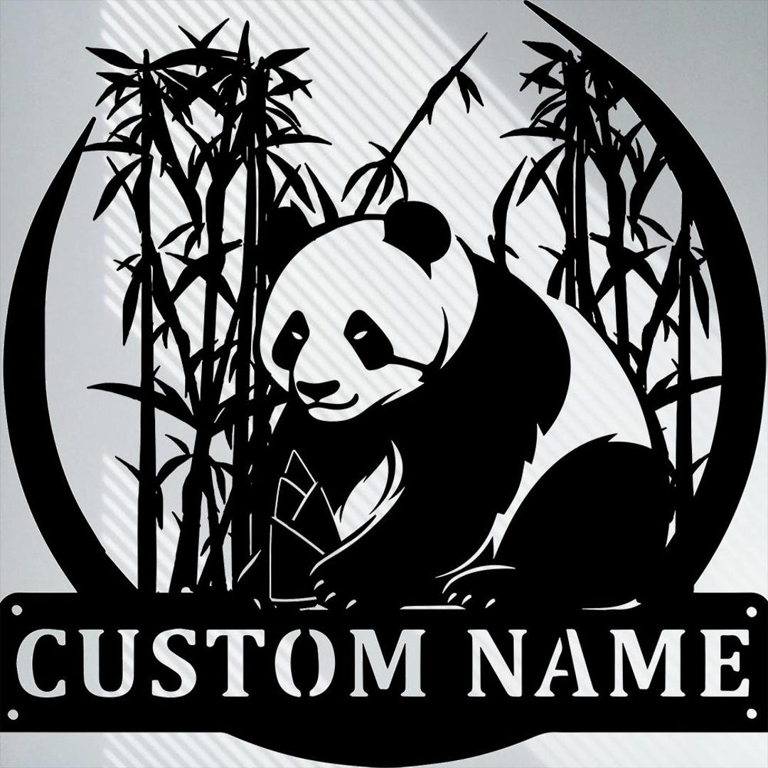 Personalized Metal Panda Wall Decor,custom Family Name Sign Home Decor ...