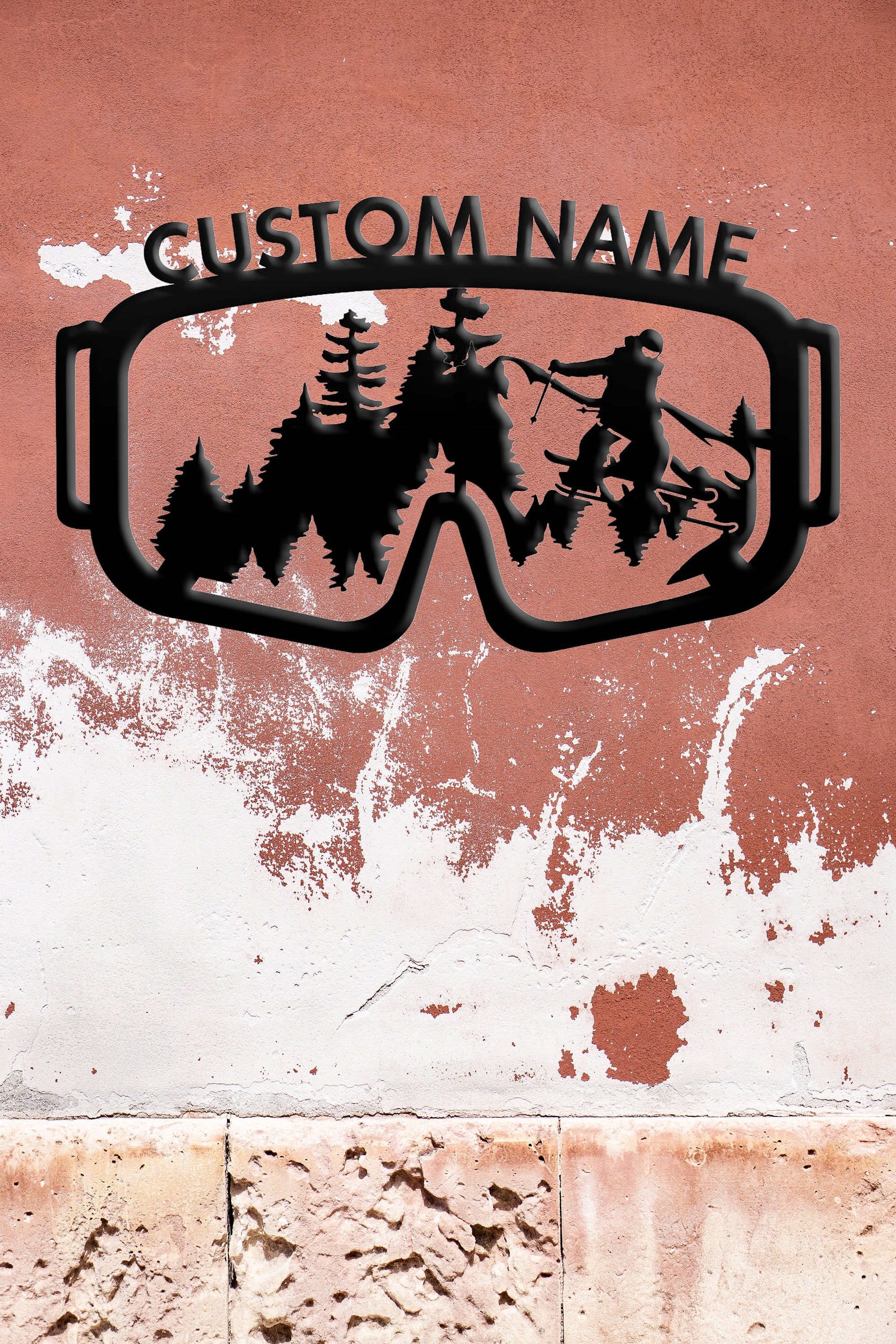 Personalized Skier Sign, Custom Ski Goggles Metal Wall Art ...