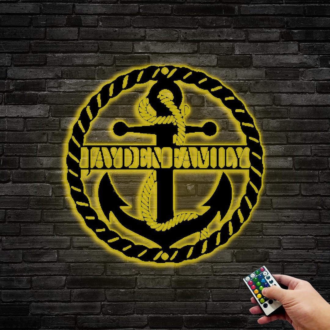 Personalized Navy Anchor Name Metal Wall Art,custom Nautical Anchor ...