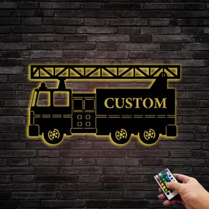Personalized Fire Engine Ladder Truck Metal Sign,custom Fire Truck Neon ...