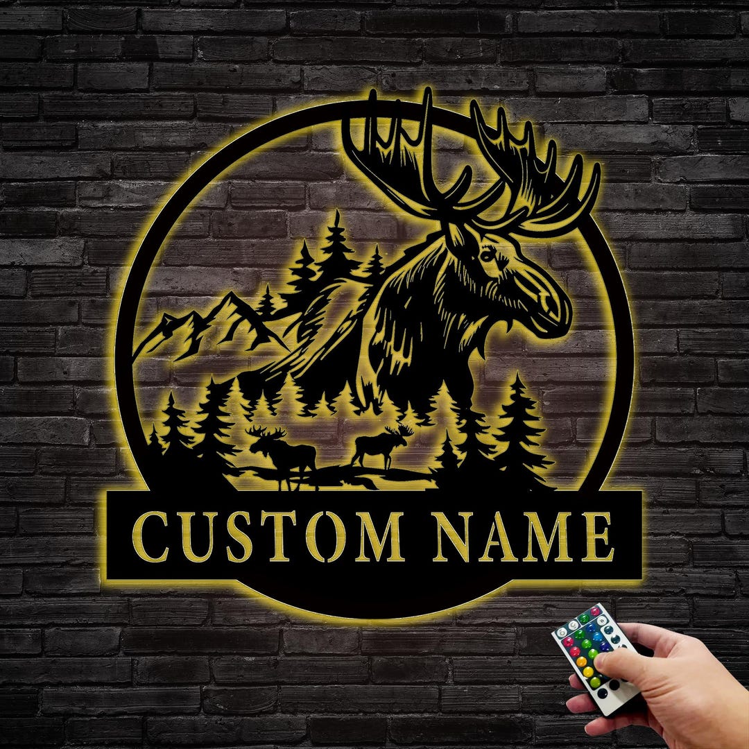 Personalized Elk Deer Name Sign,custom Metal Deer Family Scene Sign ...