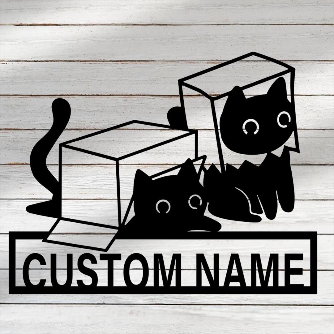 Personalized Cute Cat Sign Metal Wall Art,custom Cat Lover Last Name ...