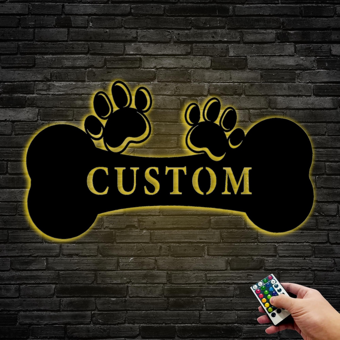 Personalized Bone Shaped Dog Name Signs With LED Light,custom Dog Bone ...