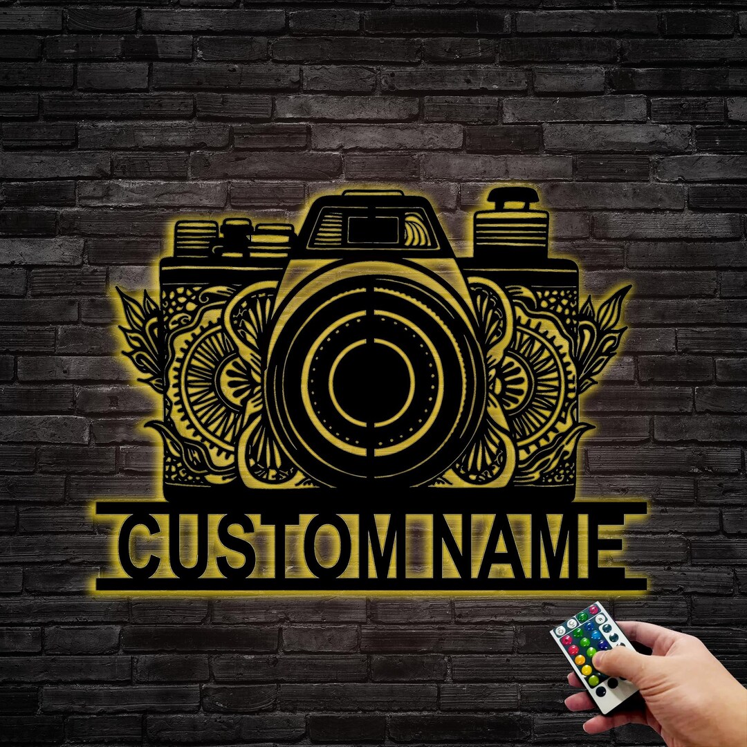 Personalized Photographer Name Metal Sign With LED Light,custom Metal ...