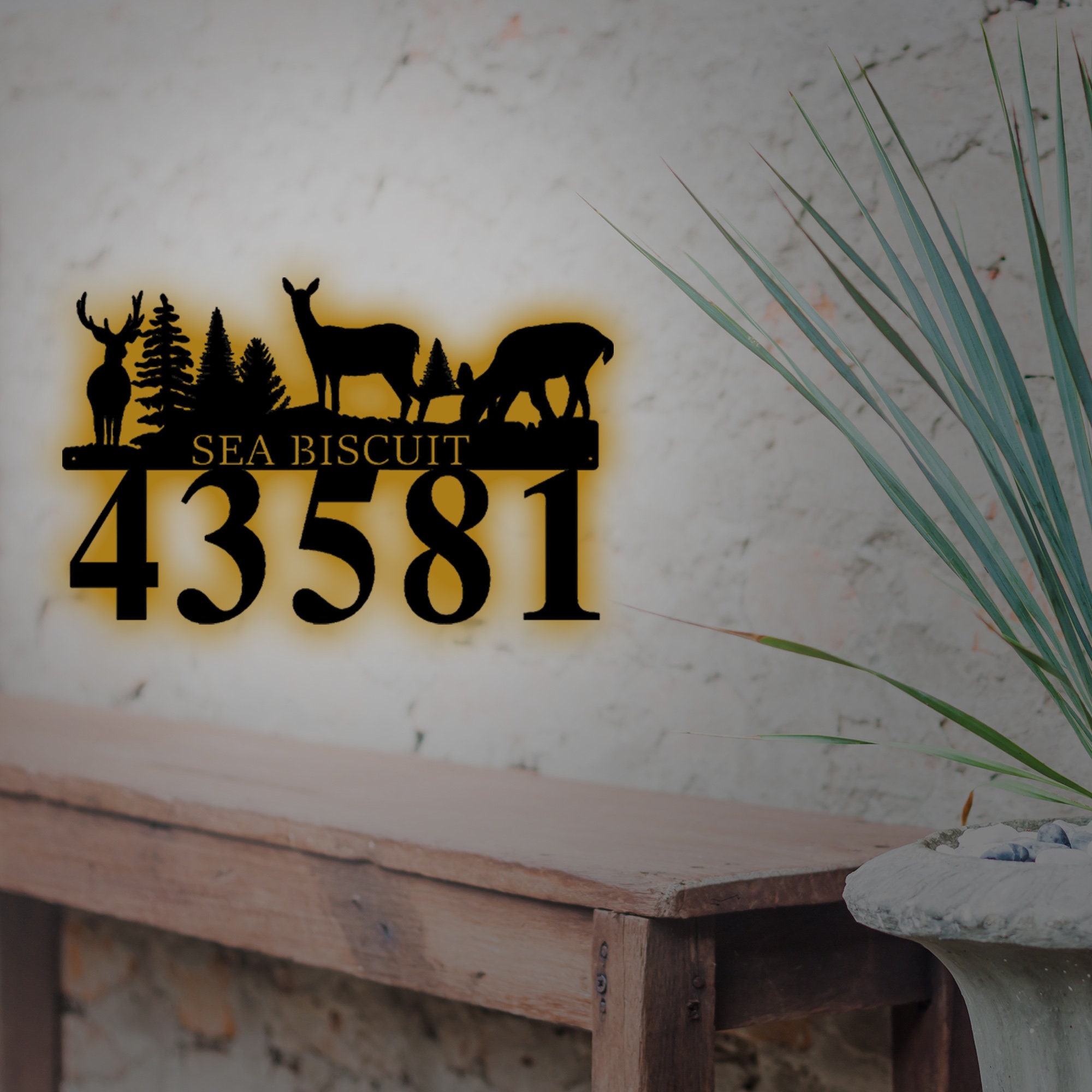 Custom Address Number Deer Hunting Metal Tree Stake, Deer Cabin Sign ...