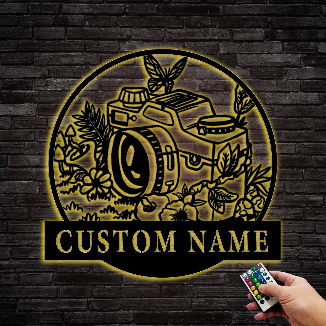 Personalized Photographer Name Metal Sign With LED Light,custom Metal ...