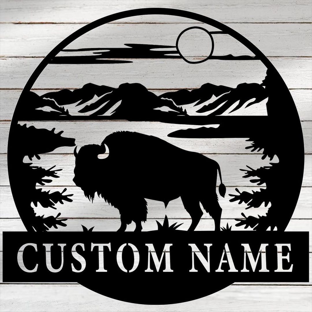 Personalized Bison Sign Metal Wall Art,american Bison Metal Sign,bison ...