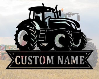 Custom Tractor Metal Wall Art: Personalized Farm Name Sign - Etsy