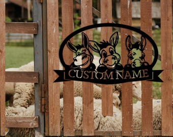 Custom Donkey Metal Sign, Personalized Donkey Metal Wall Decor, Donkey ...