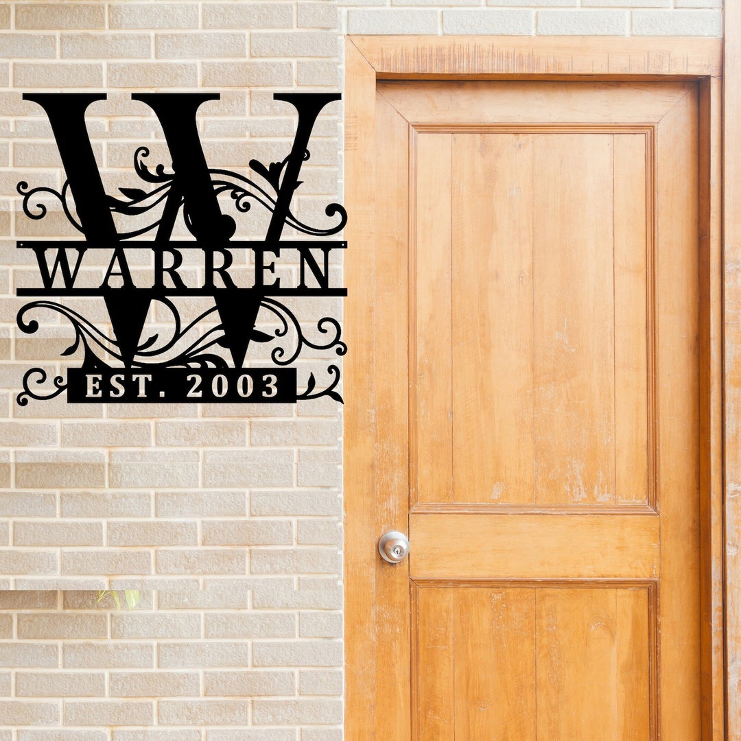 Personalized Name Metal Monogram Sign Custom Last Name Sign Split ...