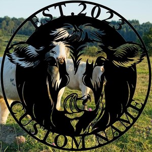 Personalized Cow Metal Sign,custom Farm Highland Cattle Metal Sign With ...