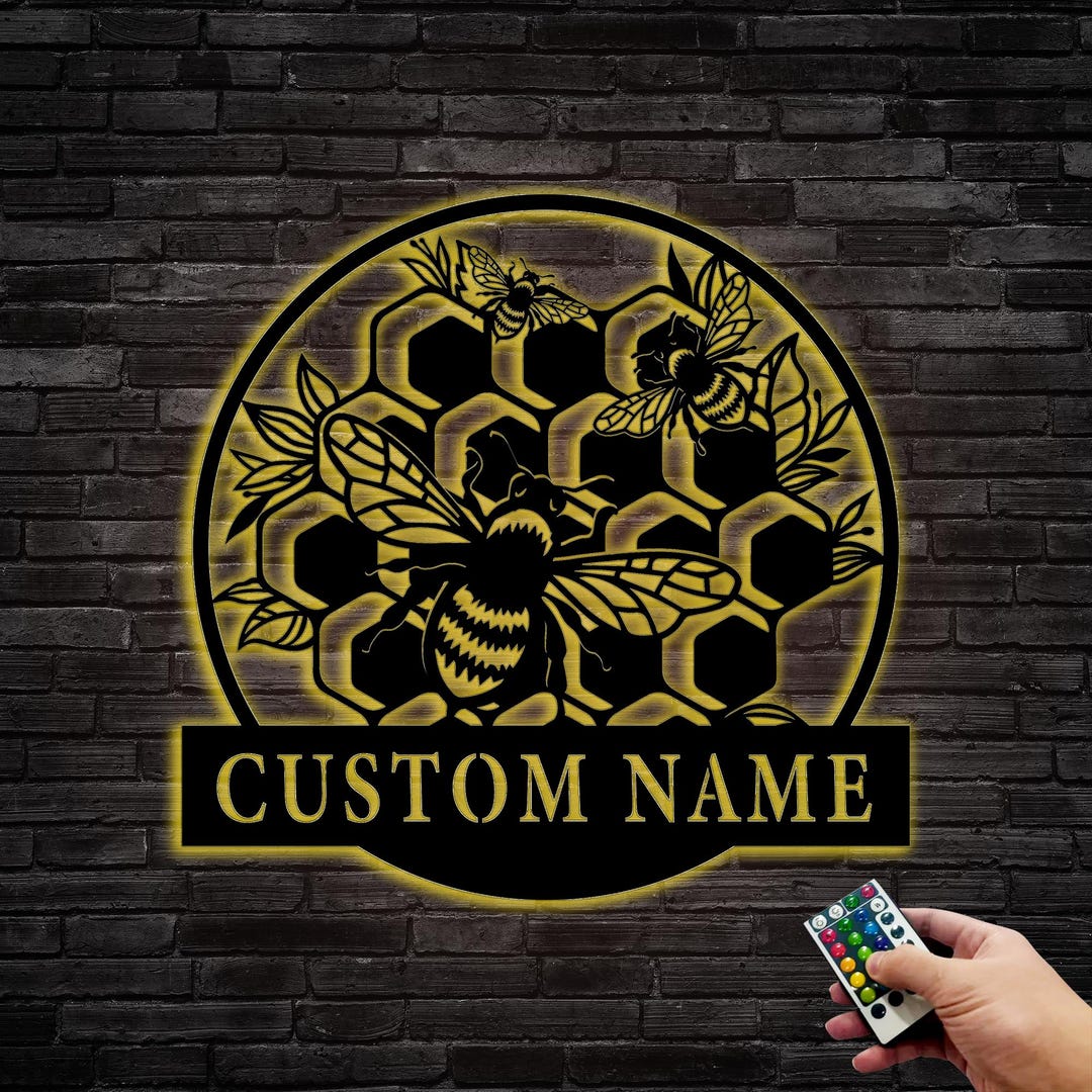 Personalized Bee Honeycombs Name Sign Decoration for Room,custom Bee ...
