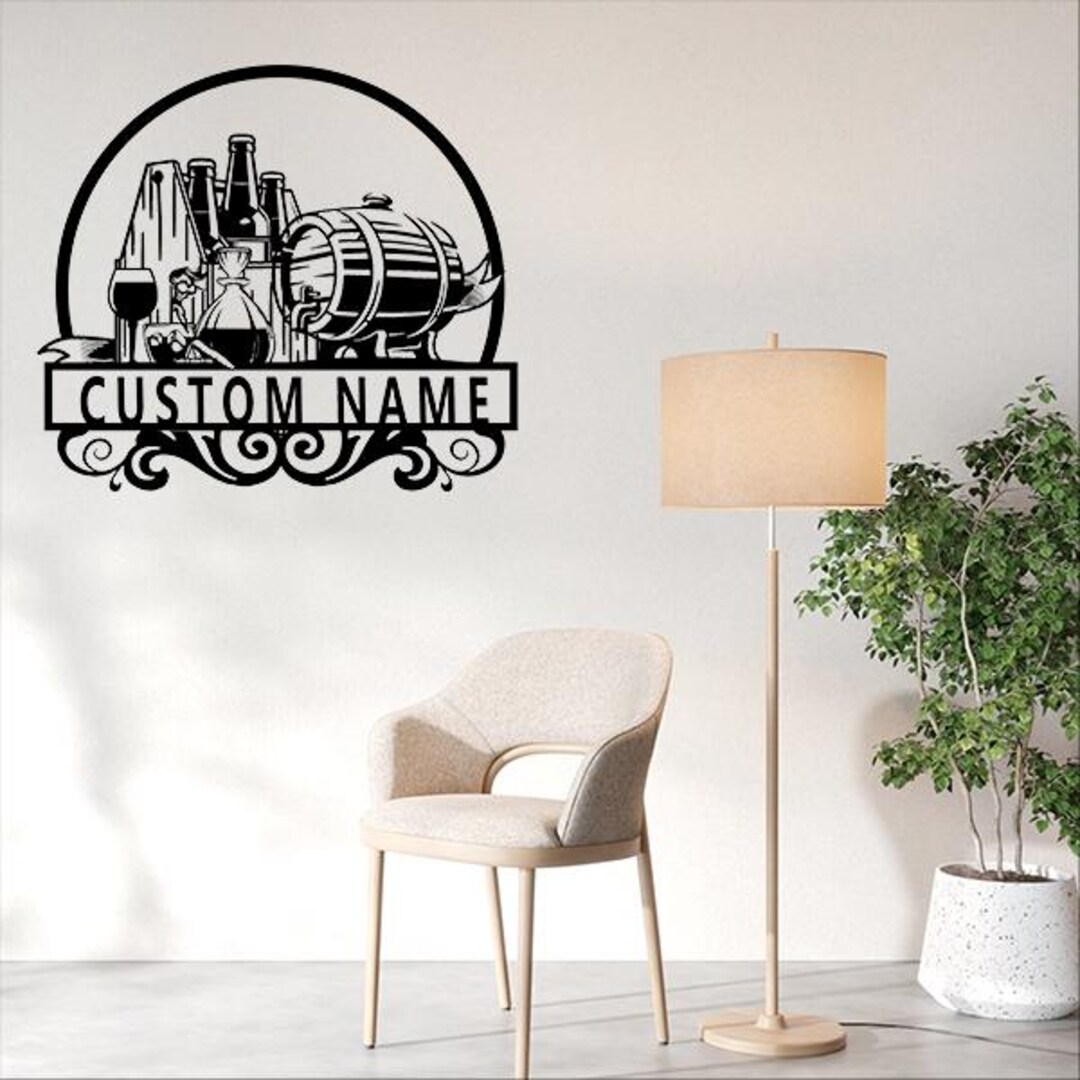 Personalized Wine Set Metal Wall Art,custom Wine Sign,decoration for ...