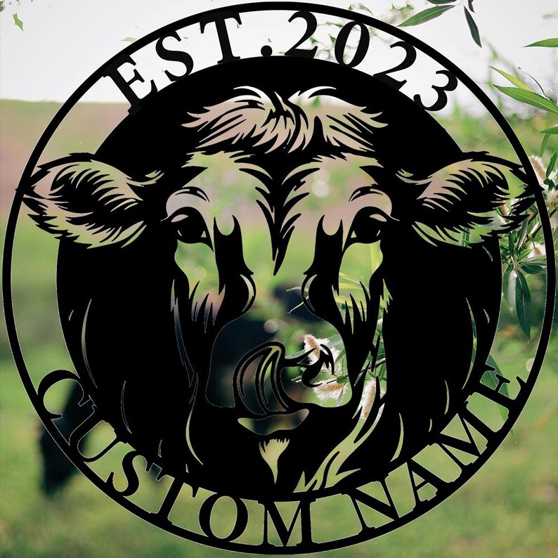 Personalized Cow Metal Sign,custom Farm Highland Cattle Metal Sign With ...